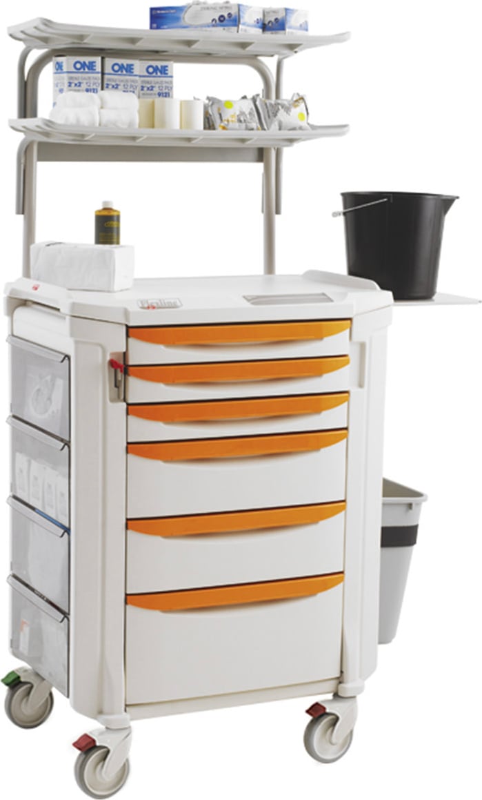 Metro FLCAST - Flexline Cast Cart, Polymer, Taupe/Orange | TEquipment