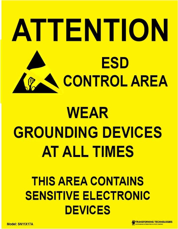 Transforming Technologies SN11X17A - ESD Sign 17″x22″ Attention ESD ...