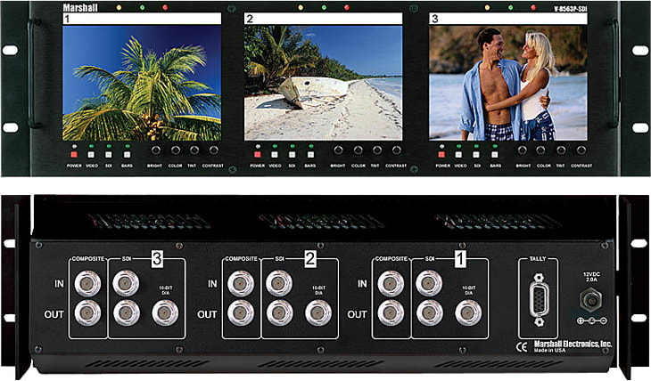 Marshall V-R563P-SDI Triple 5.6" Lcd Rack Mount Panel With Sdi Input ...