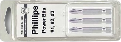 Wiha 74150 - 3 Piece Phillips Power Bit Packs, 2" CVM Tool Steel ...
