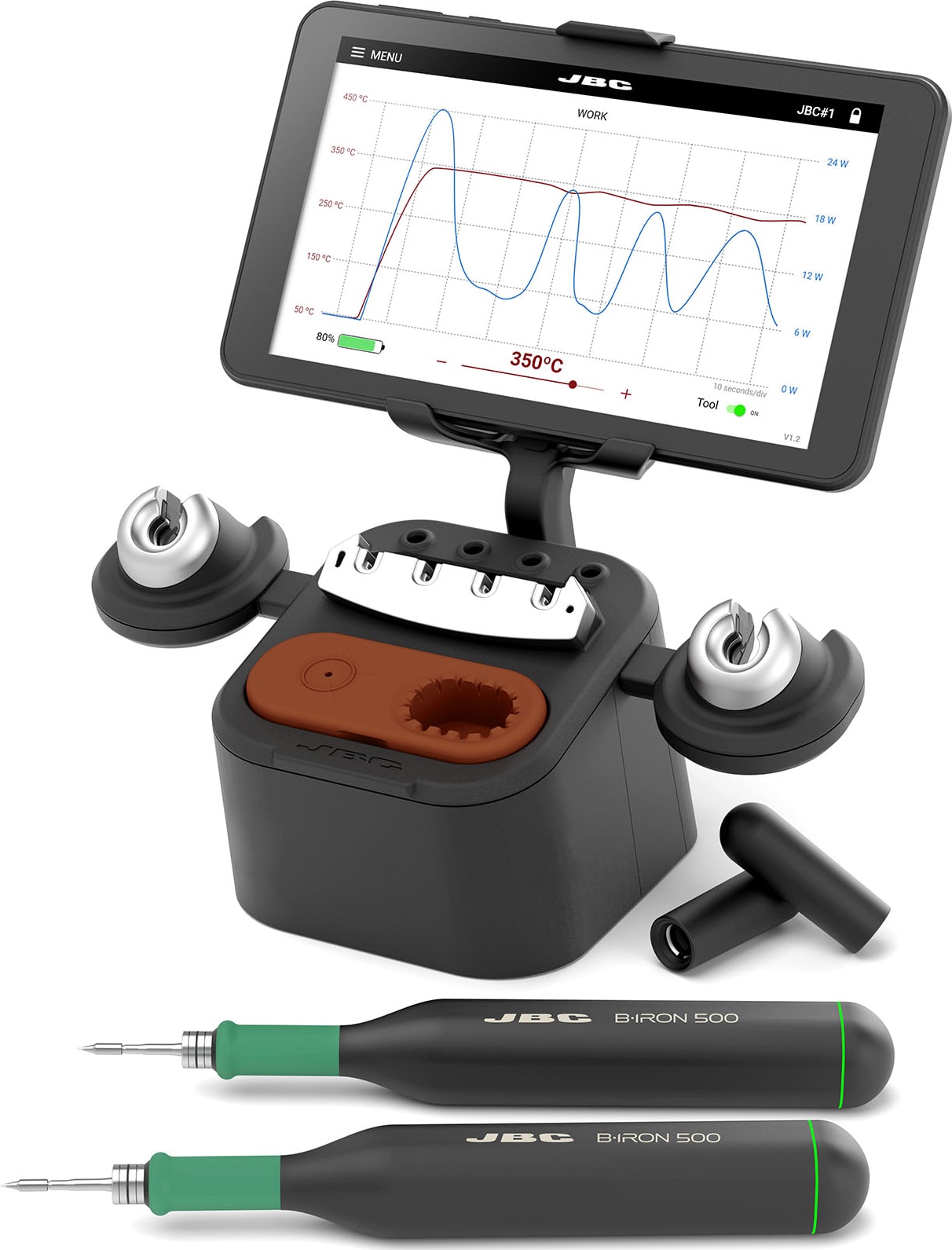 JBC B-IRON 500 DUAL - Soldering Station with Two Battery Powered/Rechargeable Irons (Part# BISS ...