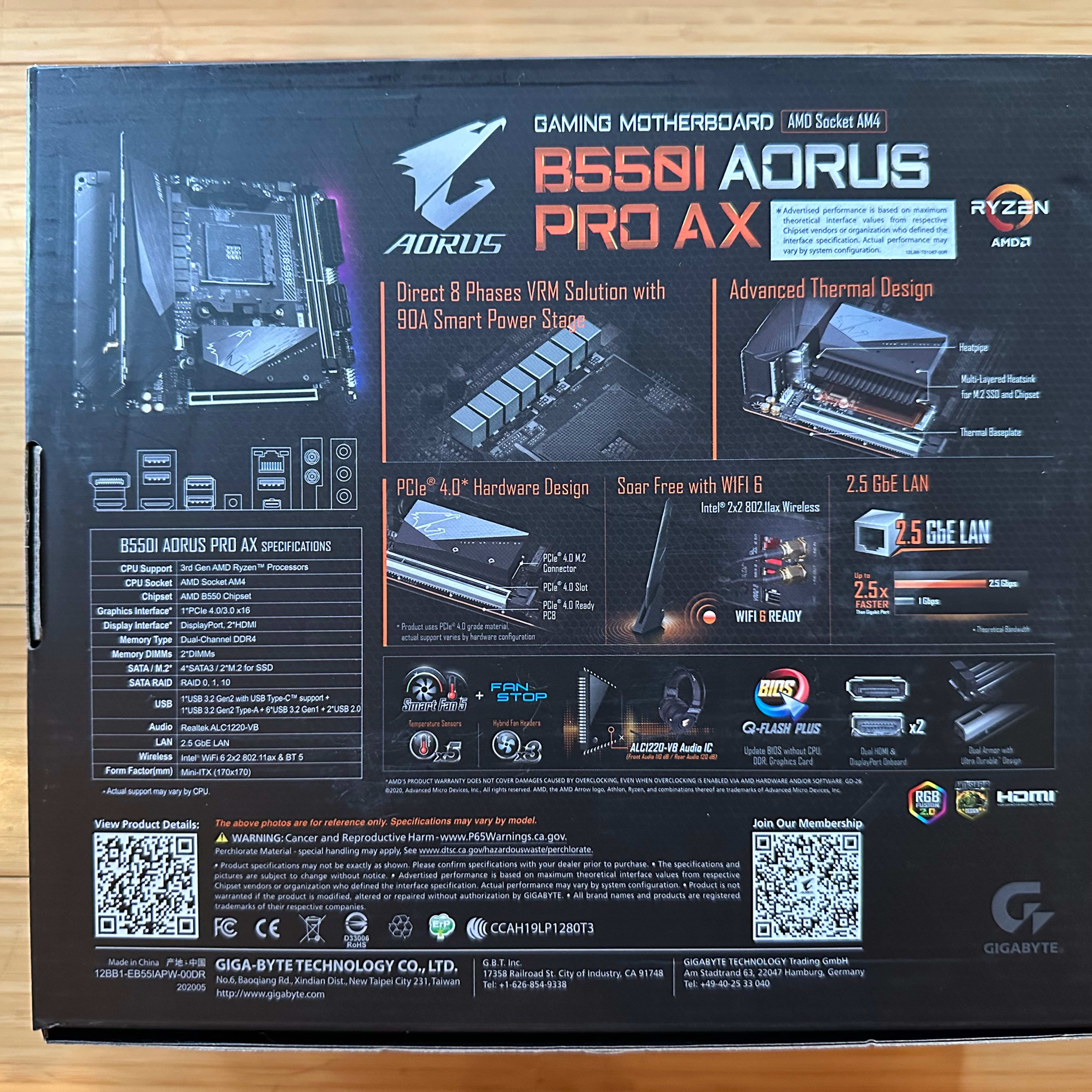 Gigabyte B550I AORUS PRO AX Mini ITX AM4 Motherboard Gigabyte B550I AORUS PRO AX Mini ITX AM4 Motherboard