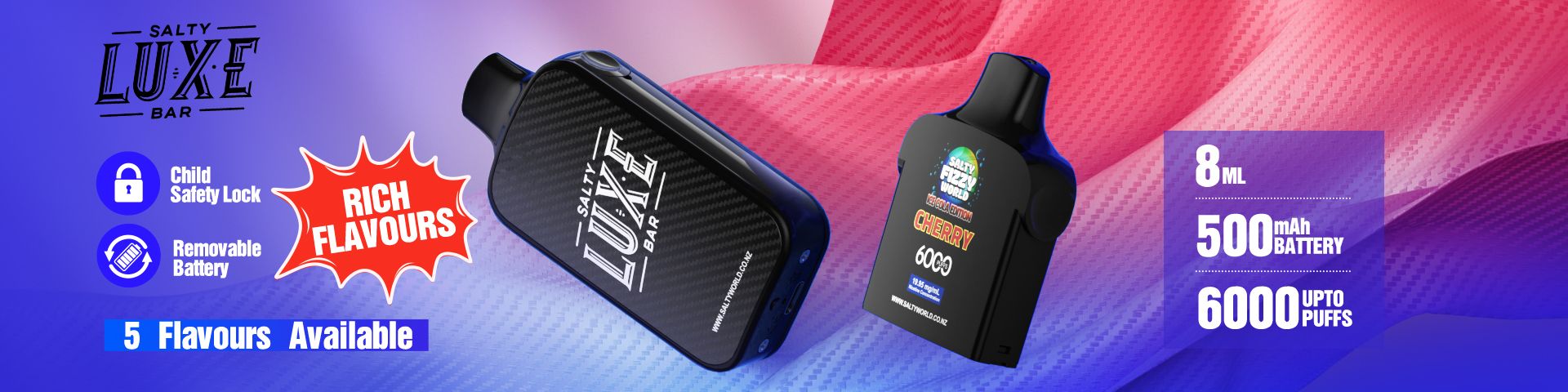 Vape Kits Starter Kits Disposable Pods Salty Luxe Bar | Shosha NZ