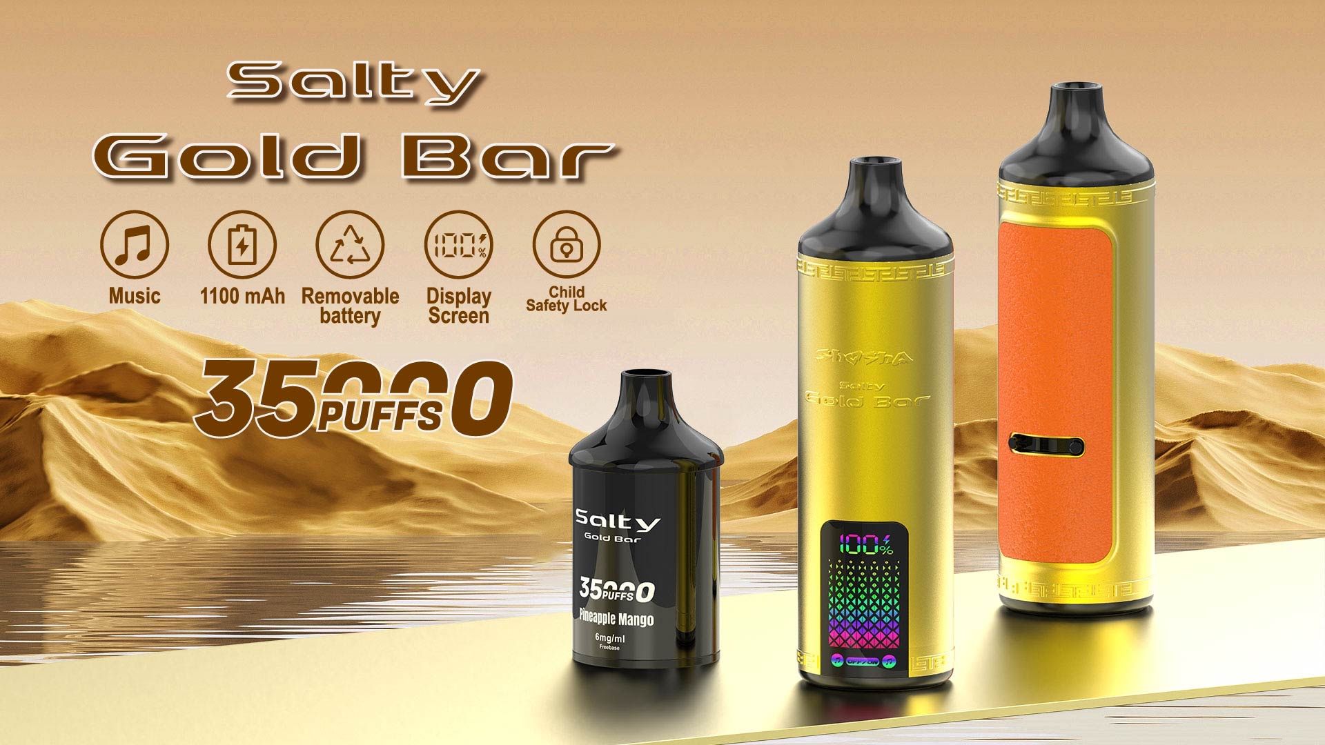 Vape Kits Starter Kits Disposable Pods Salty Gold Bar | Shosha Global