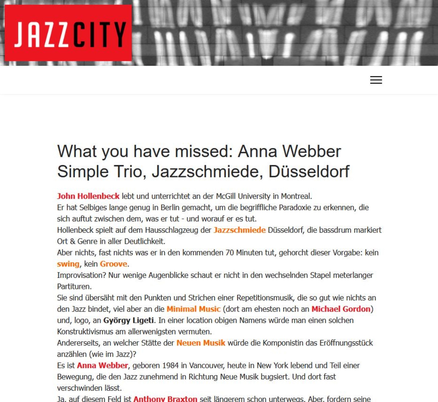 Review: Anna Webber’s Simple Trio Mi 12. 10. 2022 auf jazzcity.de ...