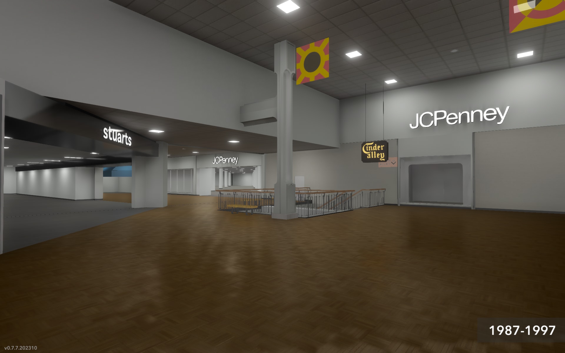 Cinderella City's Gold Mall, simulated in the 1987-1997 era.