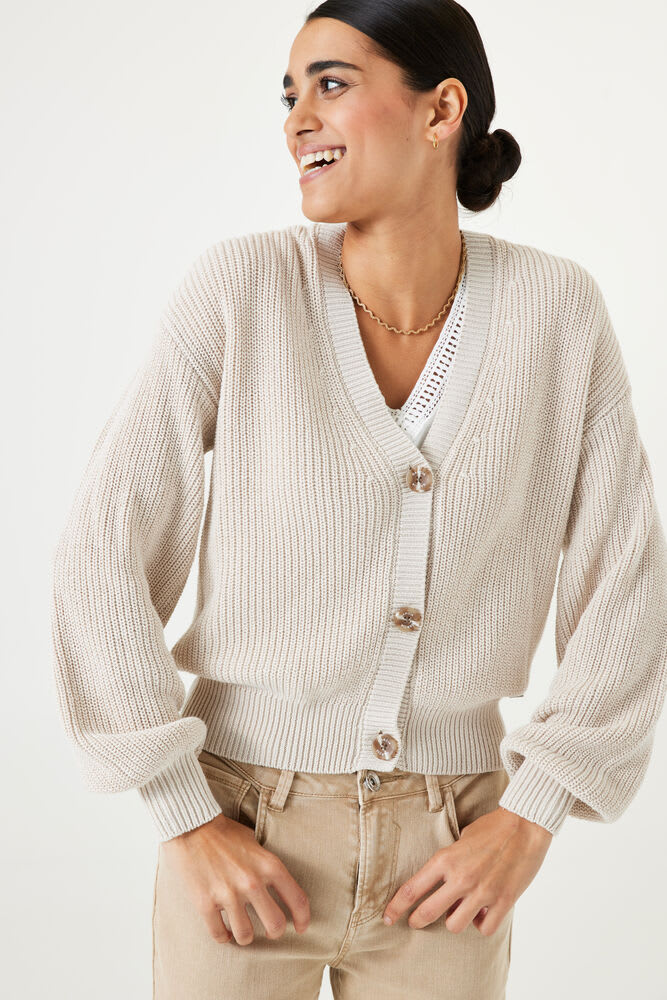 Beiger Strick-Cardigan | GARCIA