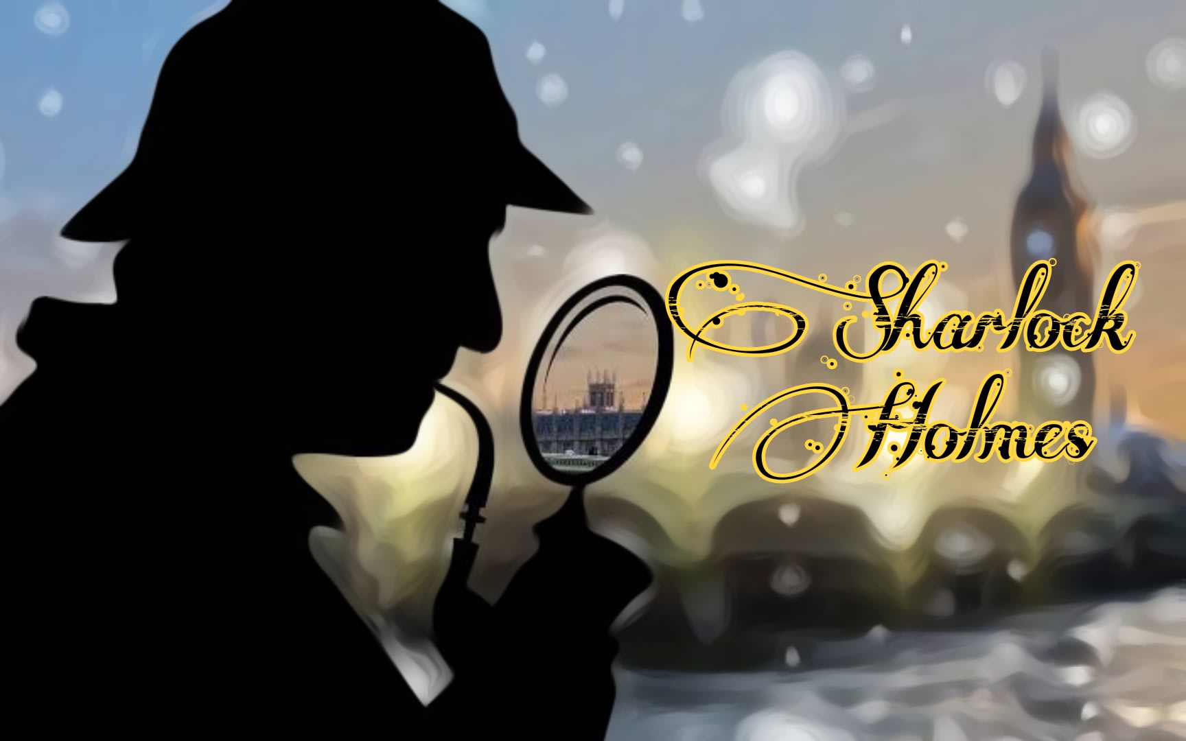 Sherlock Holmes Magnifying Glass Silhouette Mysterious Detective