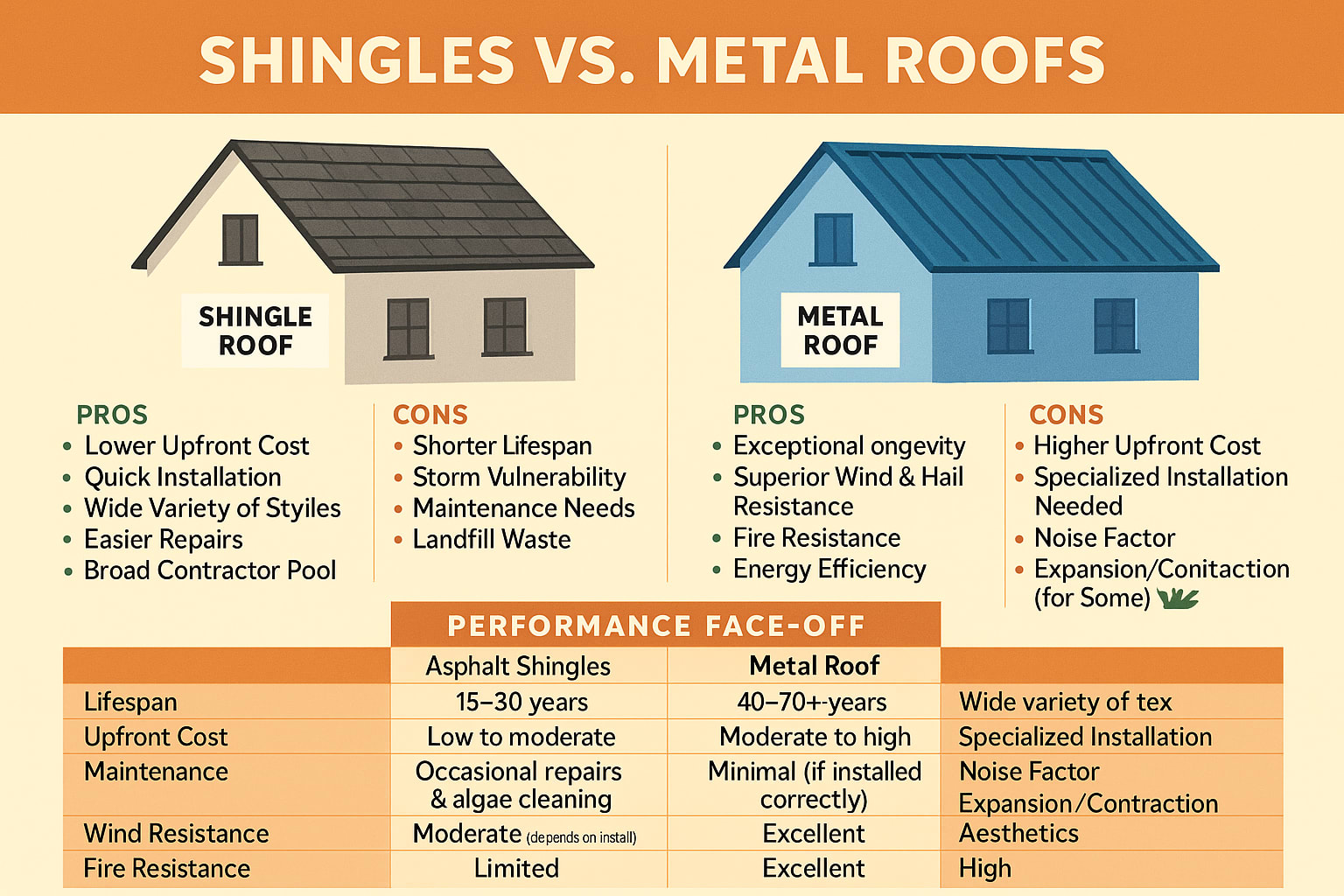 Metal Roof Vs Asphalt Shingles Comparing Pros Cons