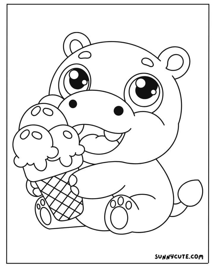 Cute Hippo Coloring Pages