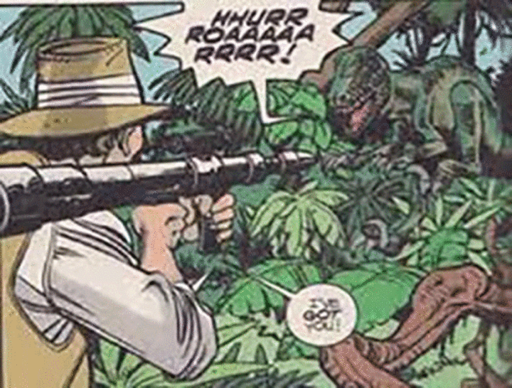 You're Robert Muldoon, loading your SPAS-12 to go hunt some raptors ...