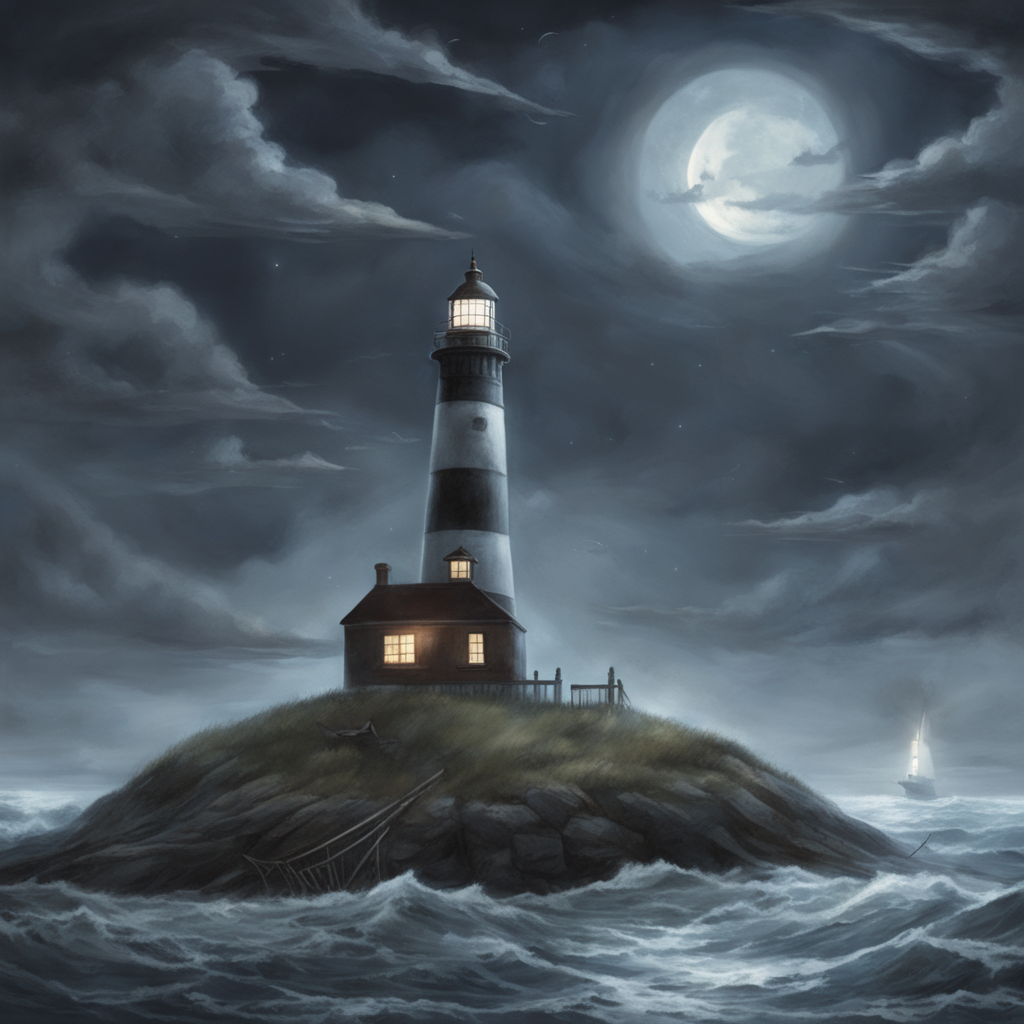 Lighthouse At Night Drawing