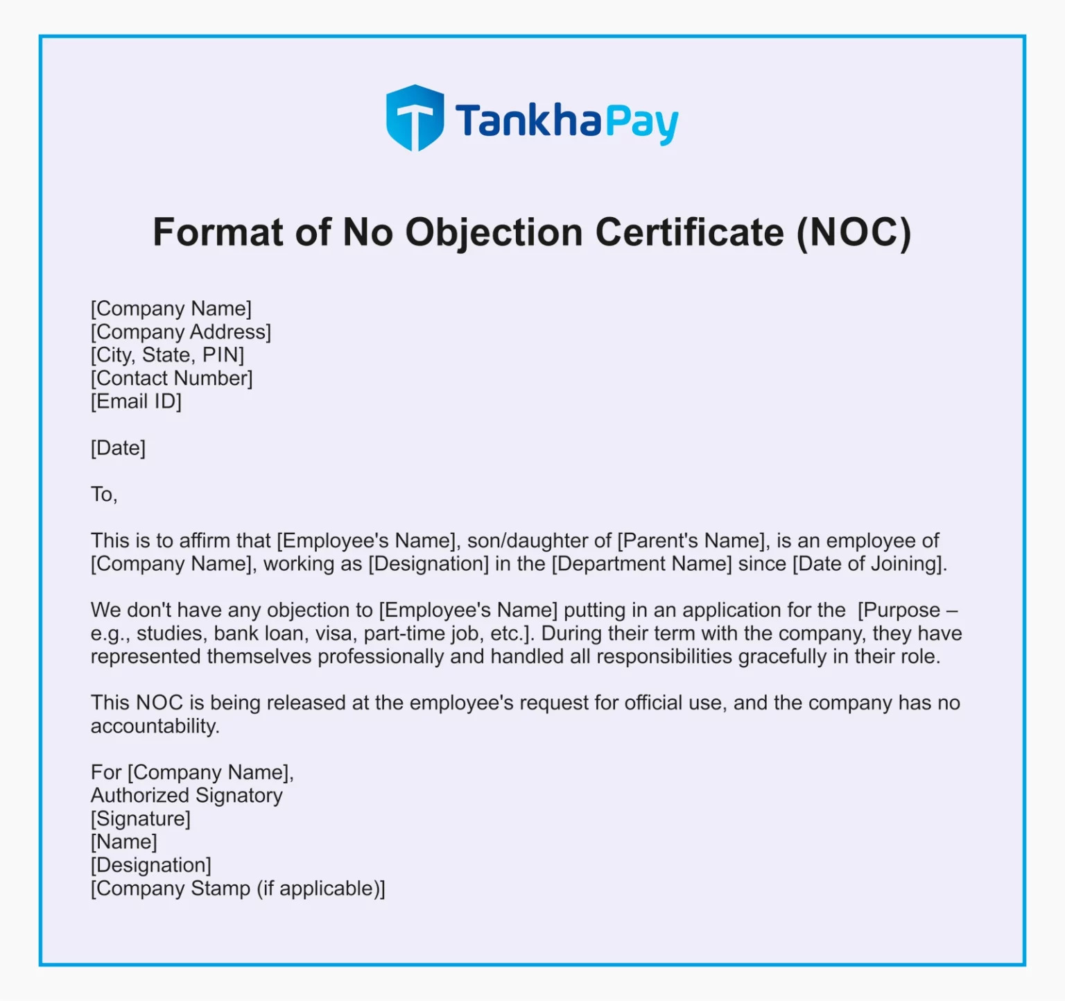Non Objection Certificate Format