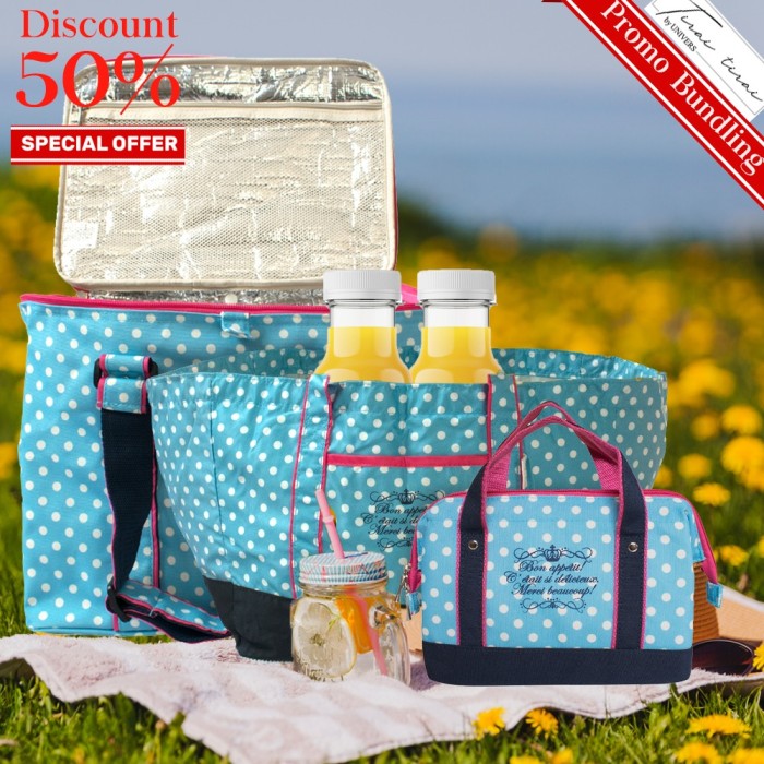 Jual Set Tas Bekal- Tas Belanja-Tas Piknik Blue- High Quality Premium ...