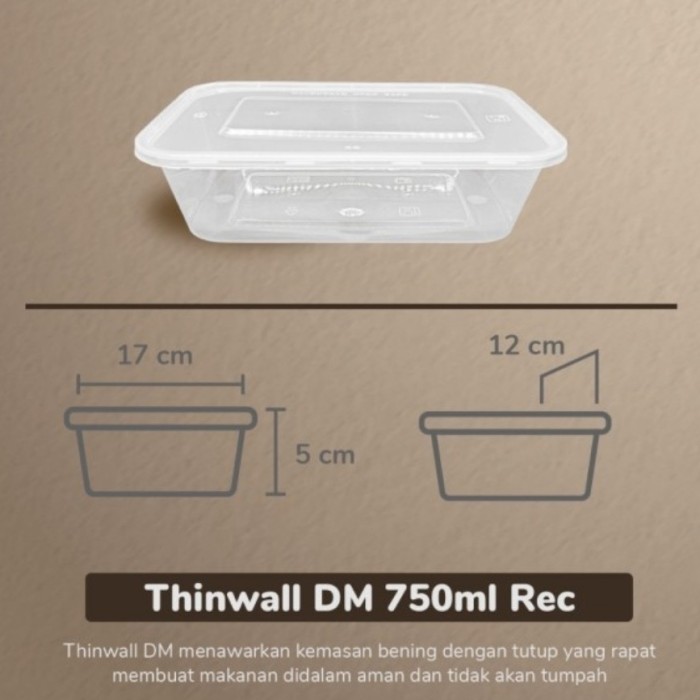 Jual Thinwall Dm Persegi 750 Ml Rec Food Container Kotak Makan 500