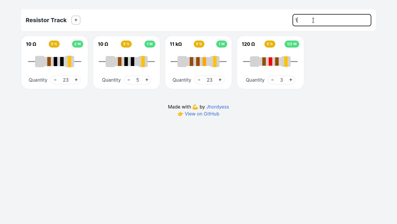 GitHub - jhordyess/resistor-tracker: React project that lets you inventory your resistors by ...