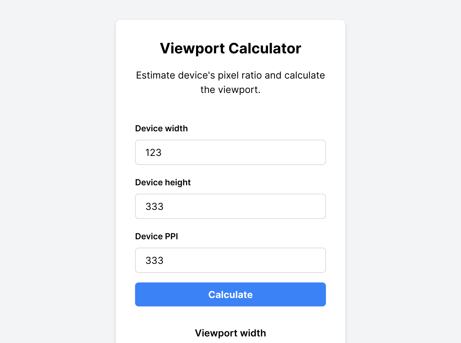 GitHub - jhordyess/viewport-calculator: React app to estimate device's ... GitHub - jhordyess/viewport-calculator: React app to estimate device's ...