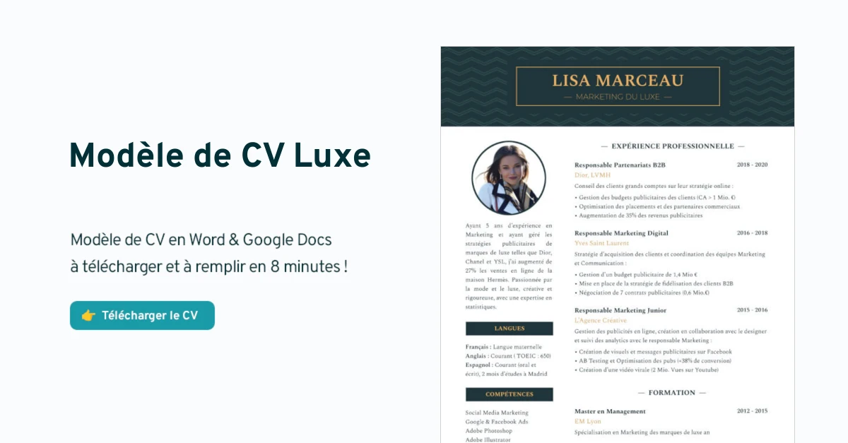 Modèle de CV Luxe à télécharger en Word