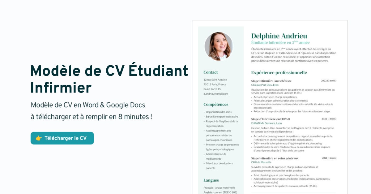 Modèle de CV Étudiant Infirmier à télécharger en Word