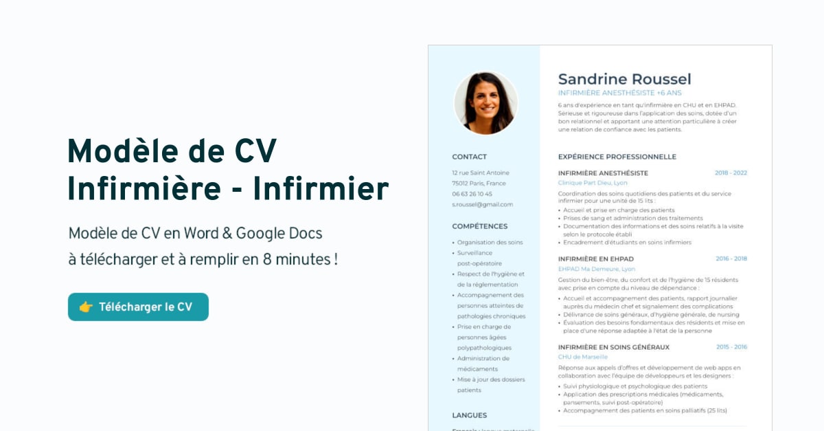 Modèle de CV Infirmière - Infirmier à télécharger en Word