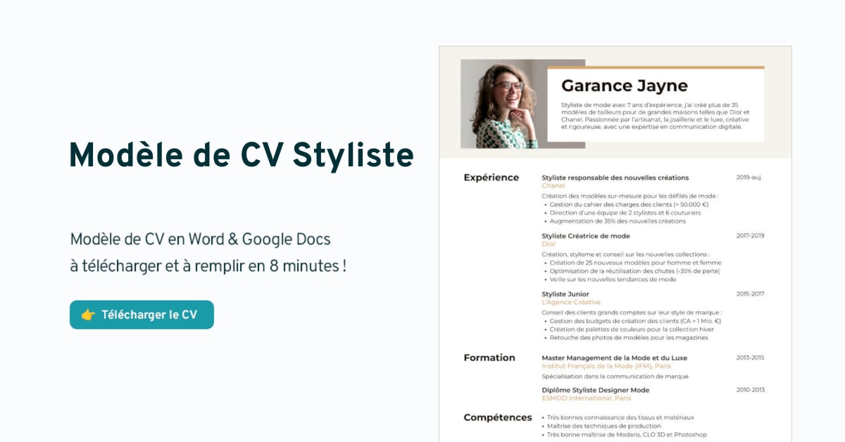 Modèle de CV Styliste à télécharger en Word