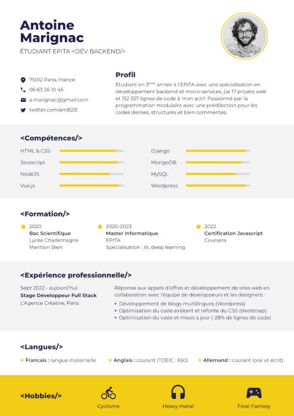 CV Étudiant Informatique : Modèle à télécharger en Word