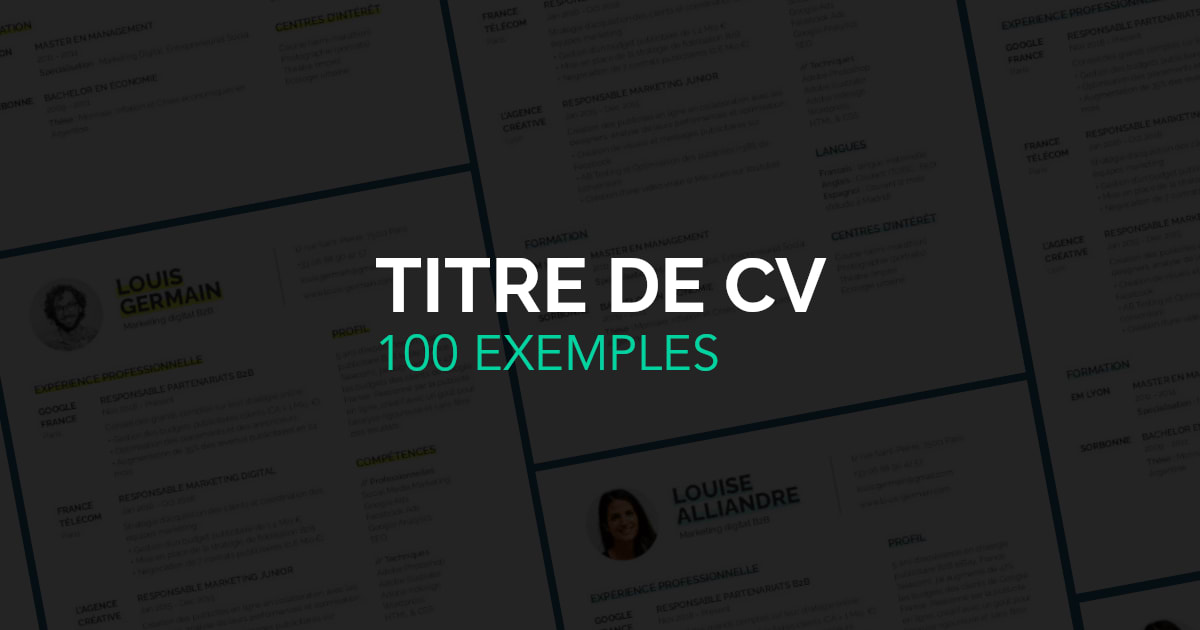 Titre CV : 100 Exemples d'Intitulés pour un CV accrocheur