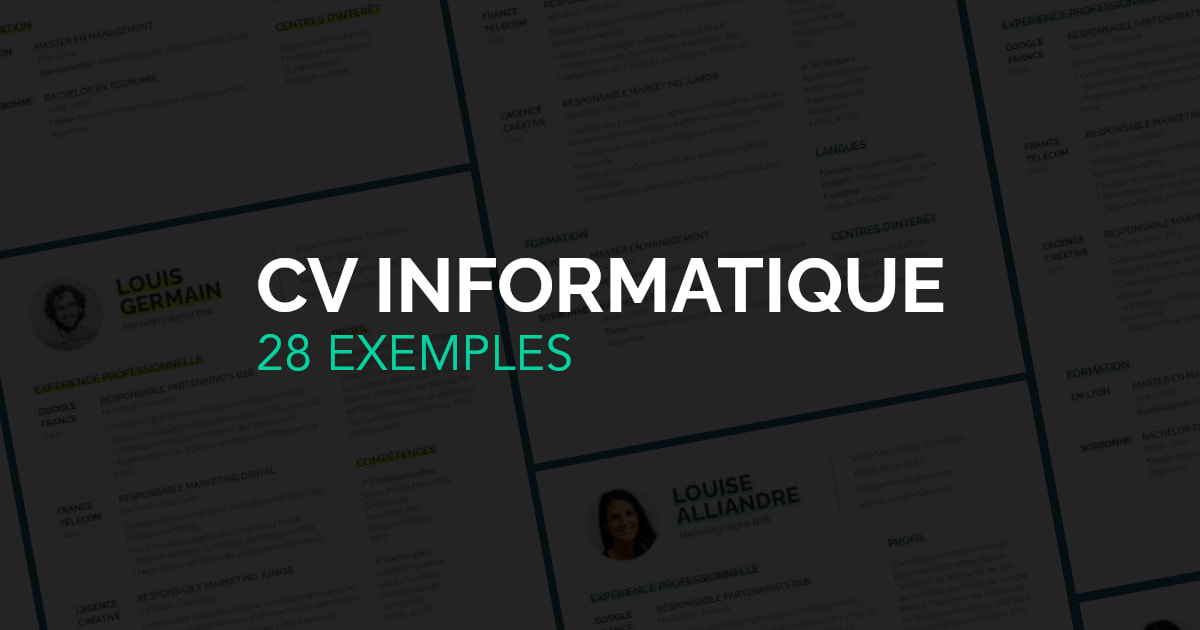 28 Exemples de CV Informatique à Télécharger en Word [2024]
