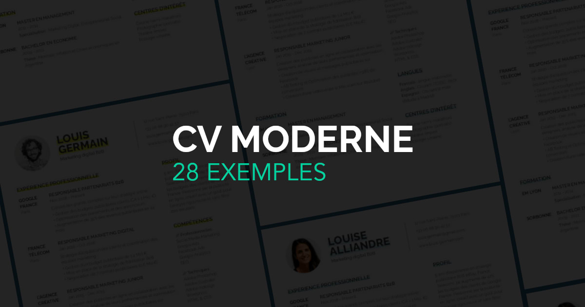 28 Exemples de CV Moderne en 2023 à Télécharger (en Word)