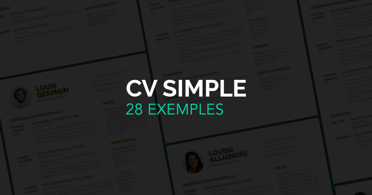 28 Exemples de CV Simple à Télécharger en Word