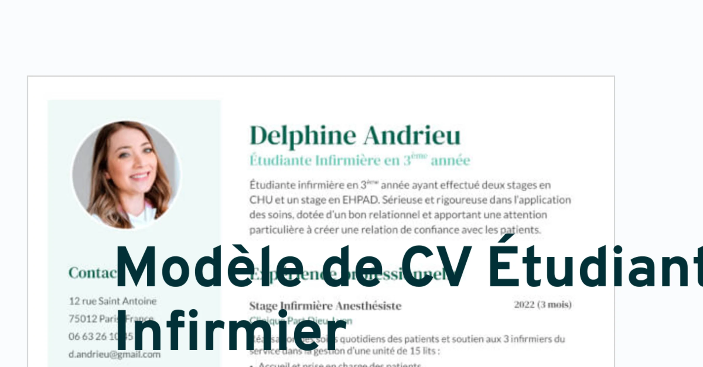 Modèle de CV Étudiant Infirmier à télécharger en Word