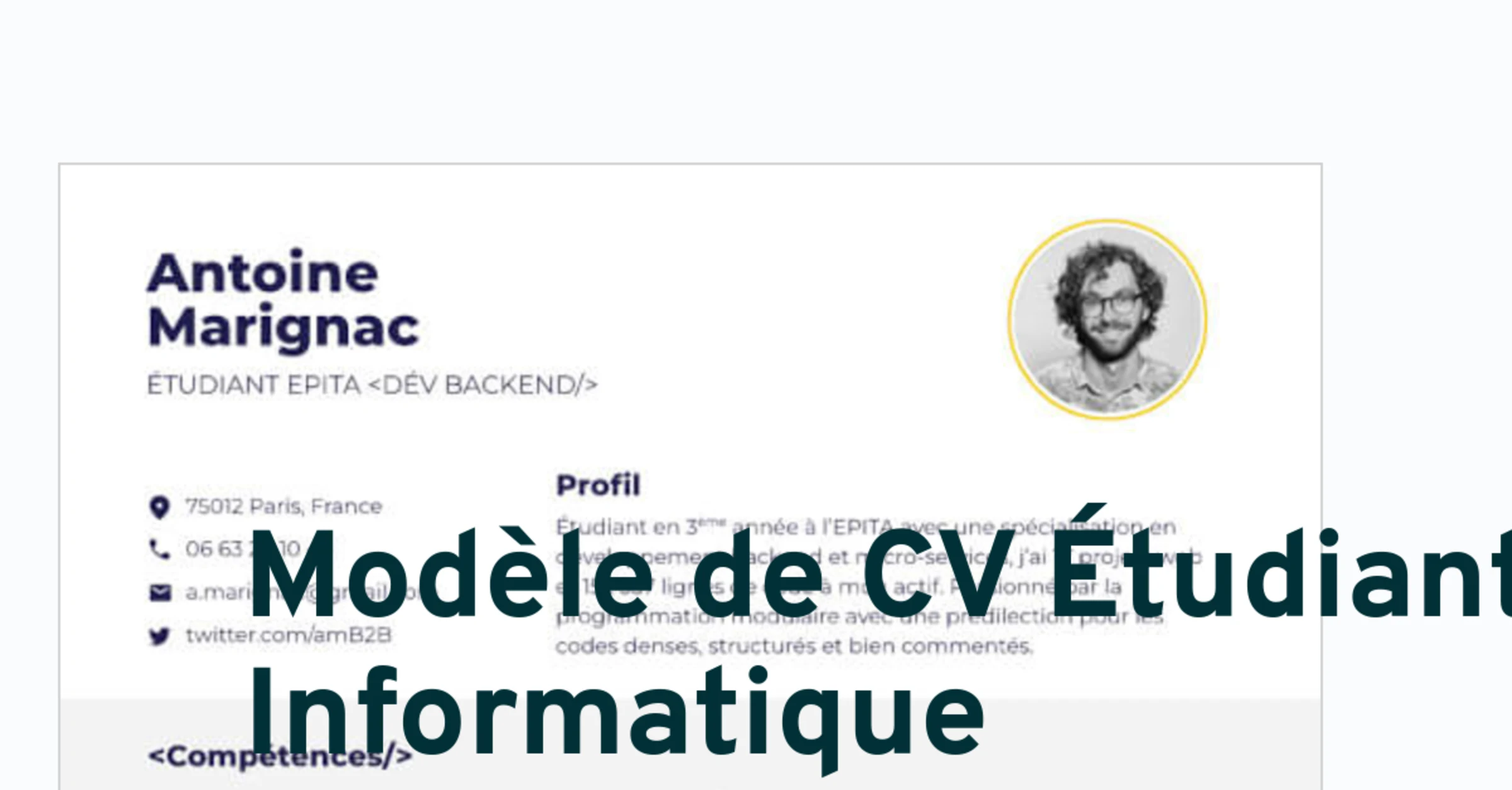 Modèle de CV Étudiant Informatique à télécharger en Word