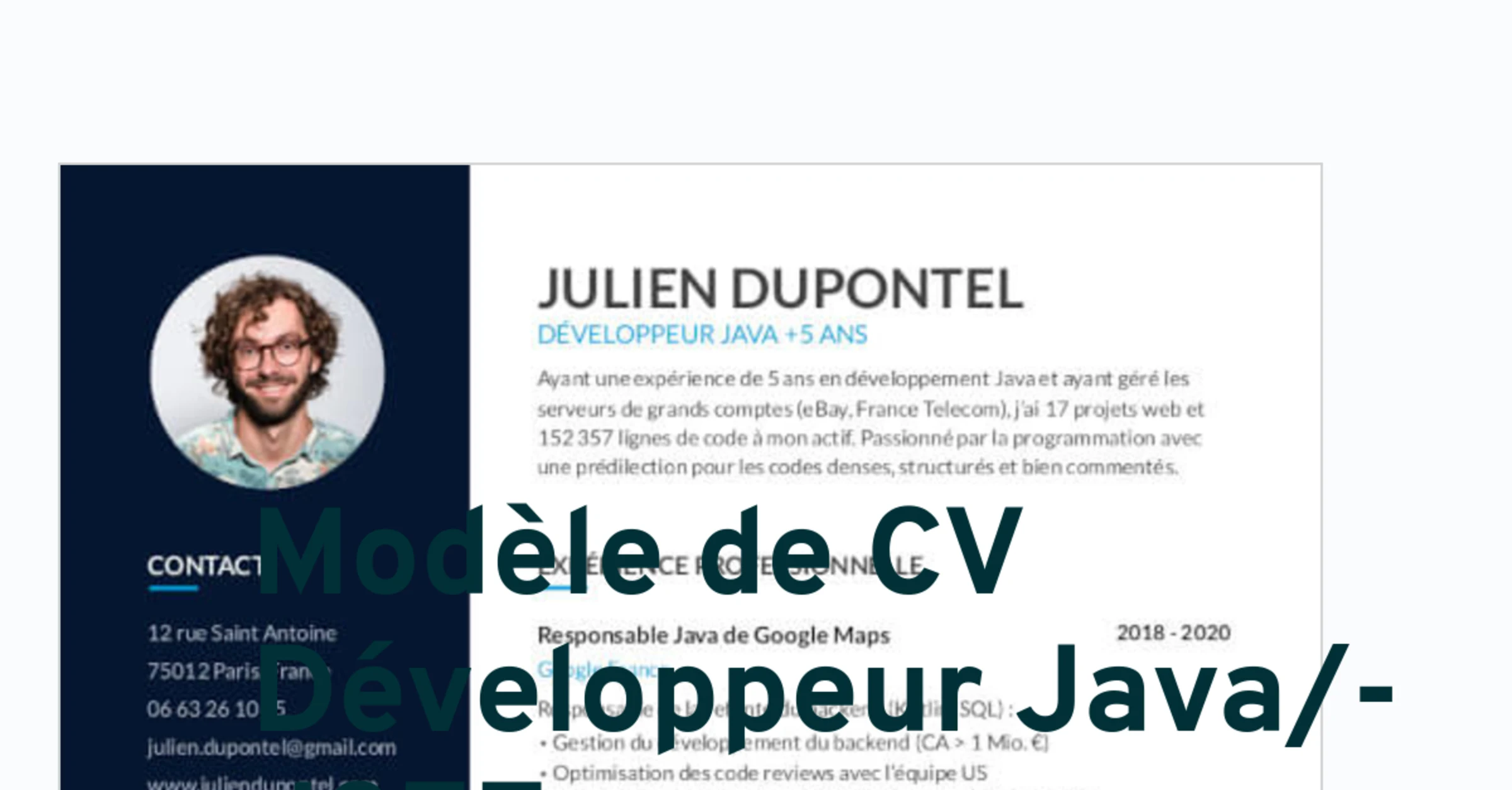 Modèle de CV Développeur Java/J2EE à télécharger en Word