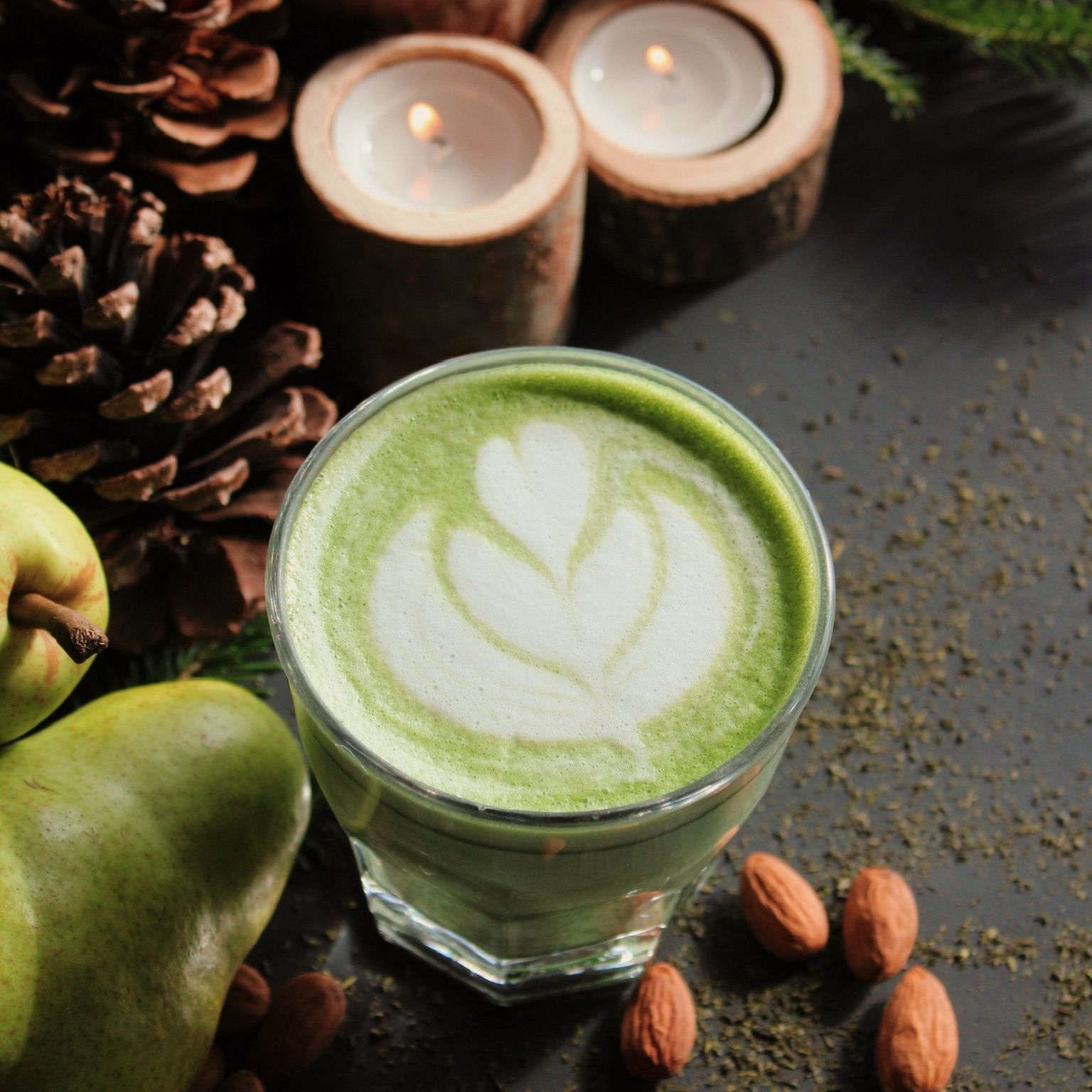 Almond Pear Pomegranate Matcha
