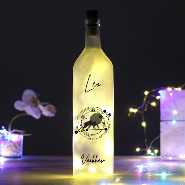 Dreamy Zodiac Personalized Frosted Glass LED Bottle Leo | PropShop24 ...