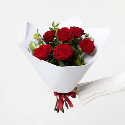 6 Red Roses Hand tied | Interflora
