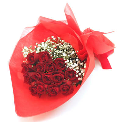Red roses with white fillers | Interflora