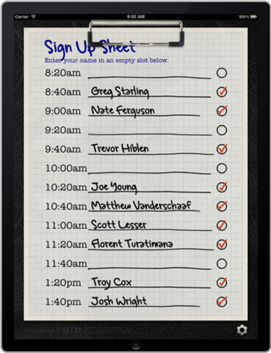 Sign Up Sheet for iPad // Josh Wright