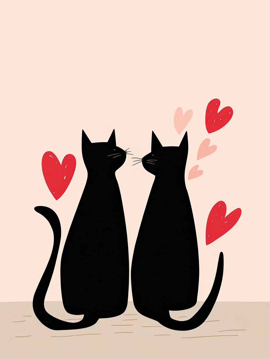 Cats with Hearts E-Card | Wedding Card | Joyogram