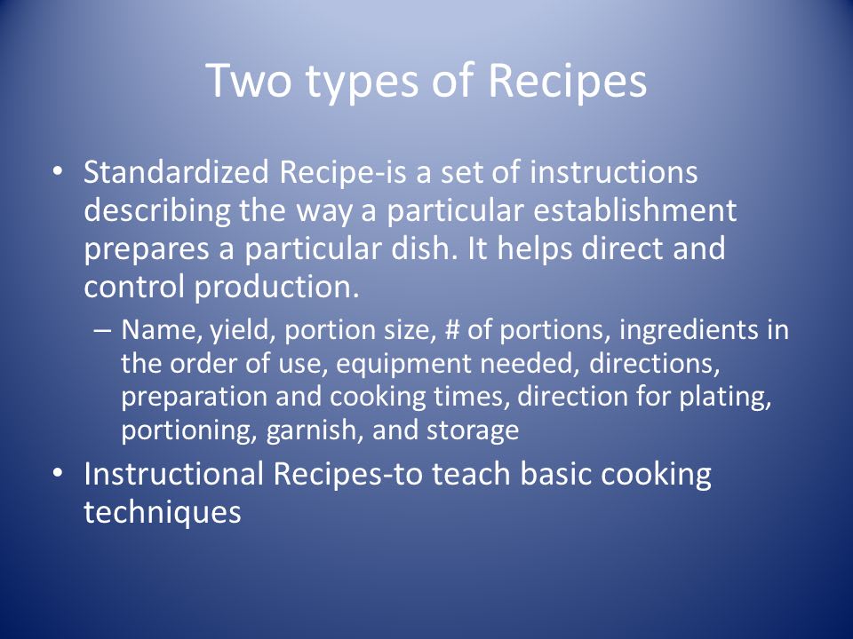 Understanding the Difference Between a Recipe and a Standardized Recipe
