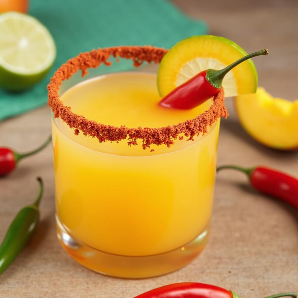 Spicy Mango Margarita with Tajín-Rimmed Glass