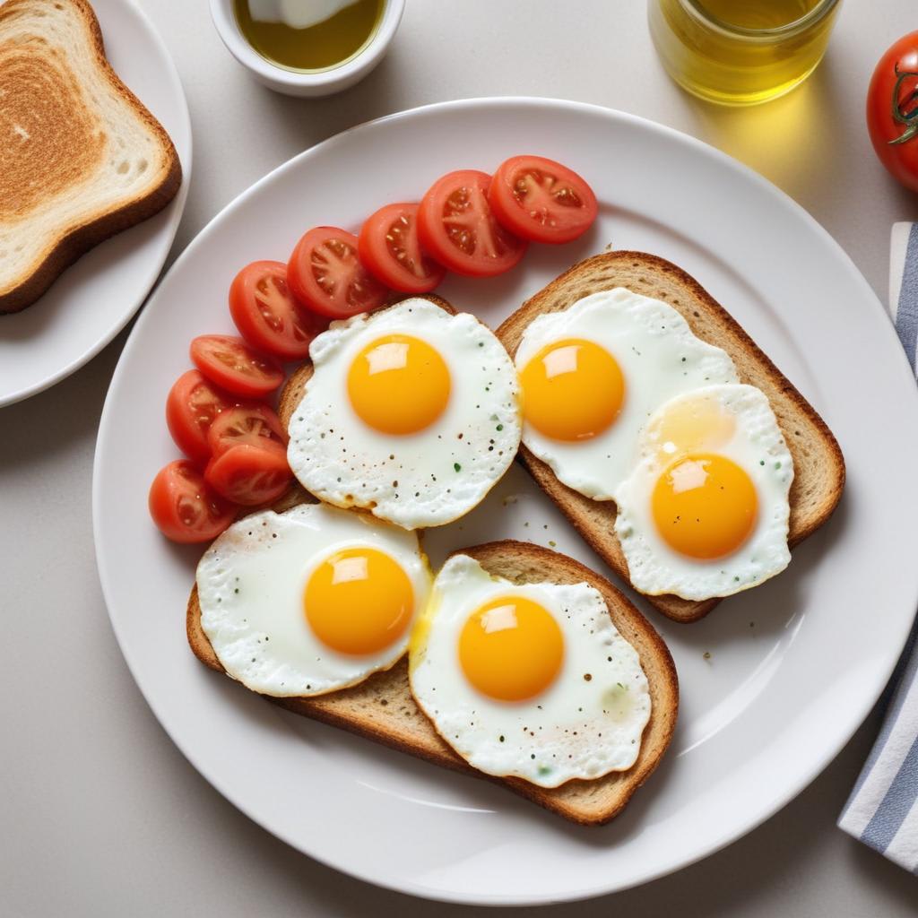 Olive Oil Fried Eggs with Whole Wheat Toast and Tomatoes: Your New ...