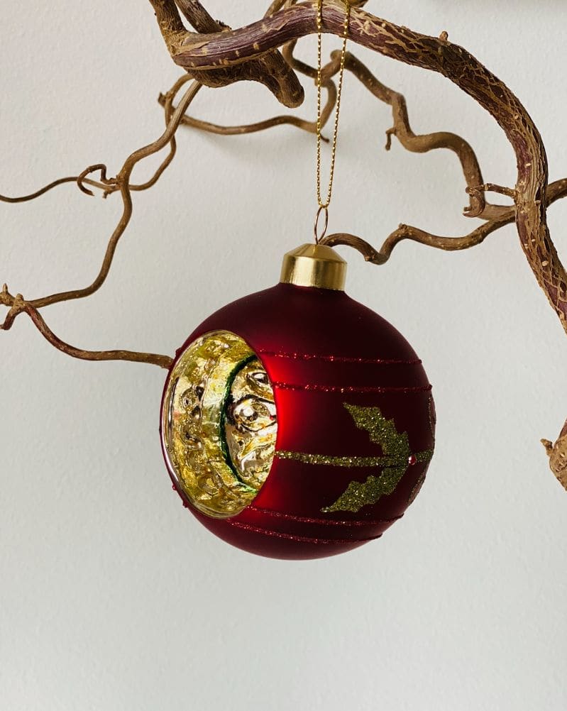 UND Vintage julekule rød matt julehusetbergen.no