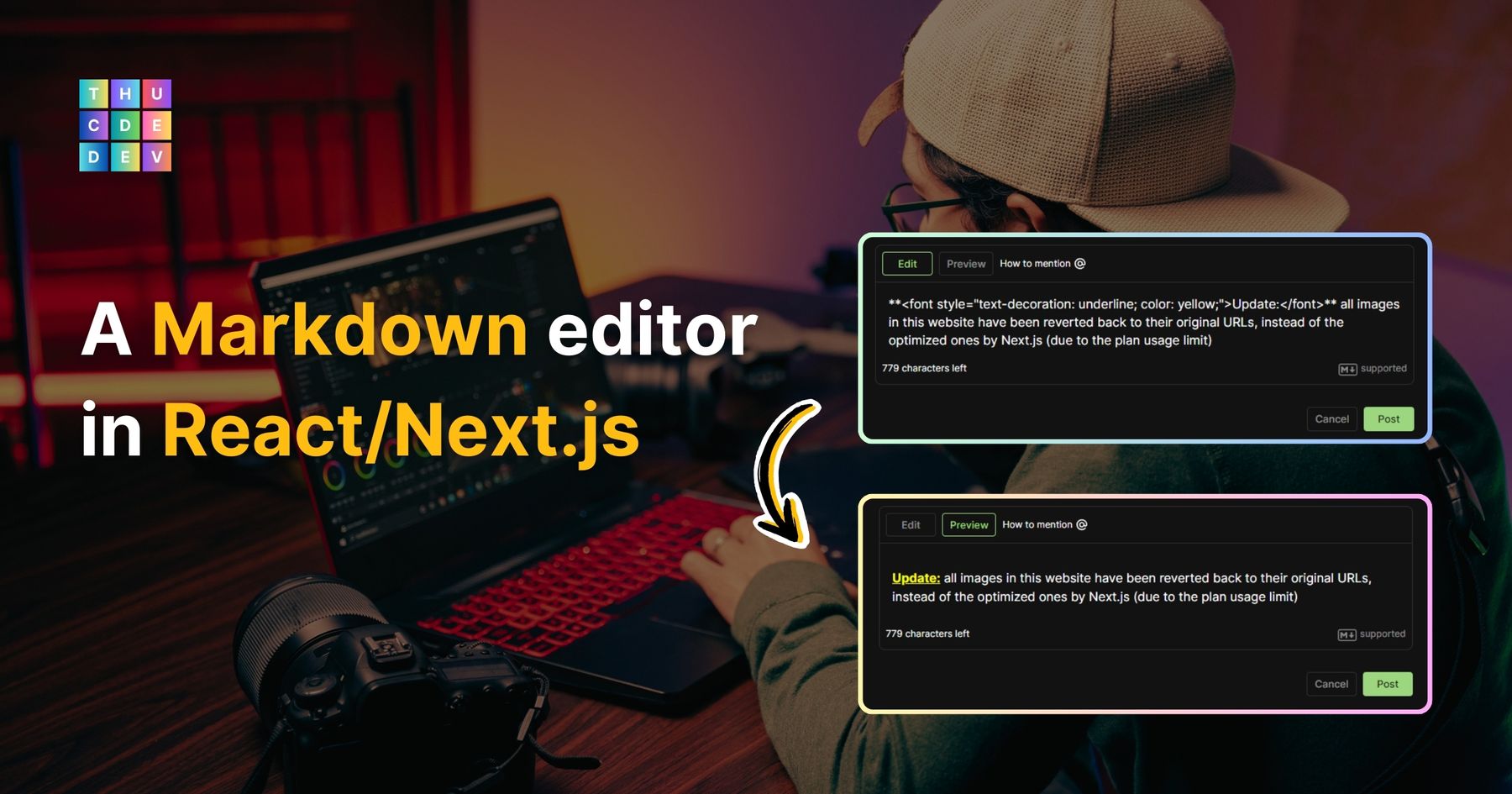 How to implement a Markdown editor in React? | Thucde.dev