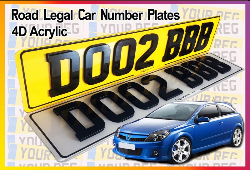 4d Acrylic Road Legal Car Number Plates - Aberdeen Number Plates