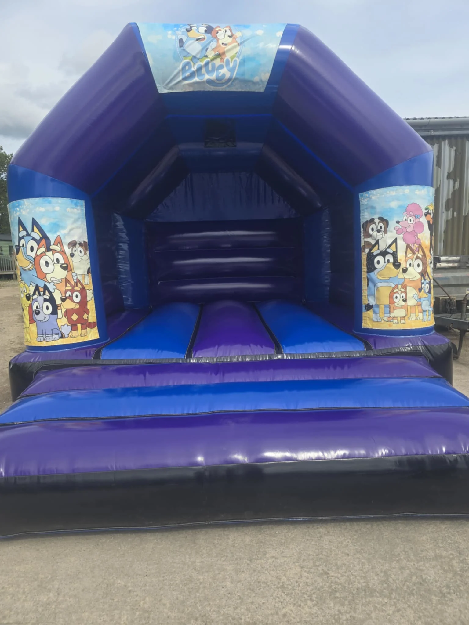 Bluey Blue And Purple A Frame Bouncy Castle - Tiny Tots Inflatables