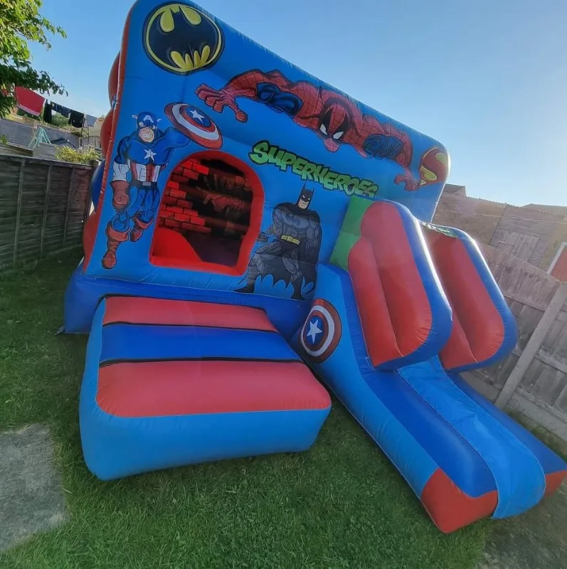 Superhero Bouncy Castle With Front Slide - Funday Kent