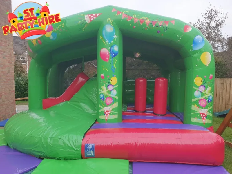Double Play And Slide Party Theme Bouncy Castle - ST Party Hire
