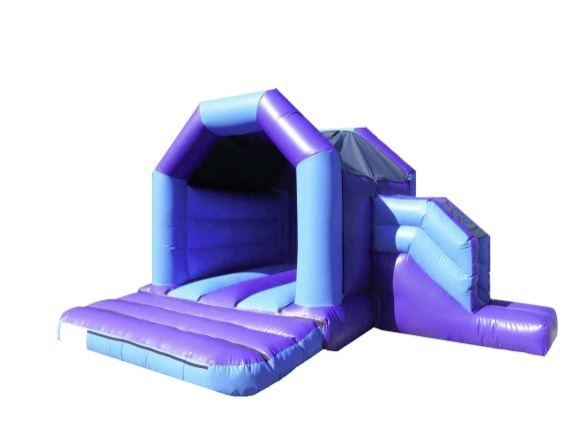 Blue And Purple Bouncy Castle And Slide - Herts Parties
