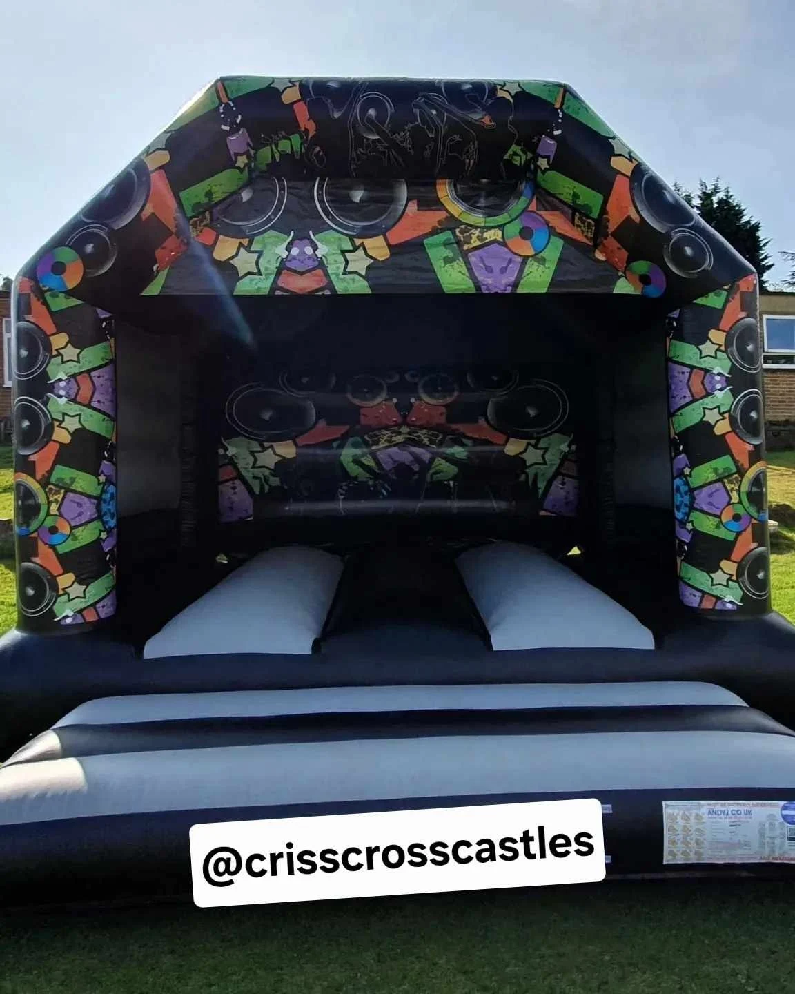 16ftx15ft Adult Grey And Black Bouncy Castle - Criss Cross Castles
